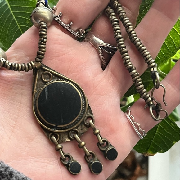 Vintage | Jewelry | Vintage Old Pot Metal Black Stone With White ...